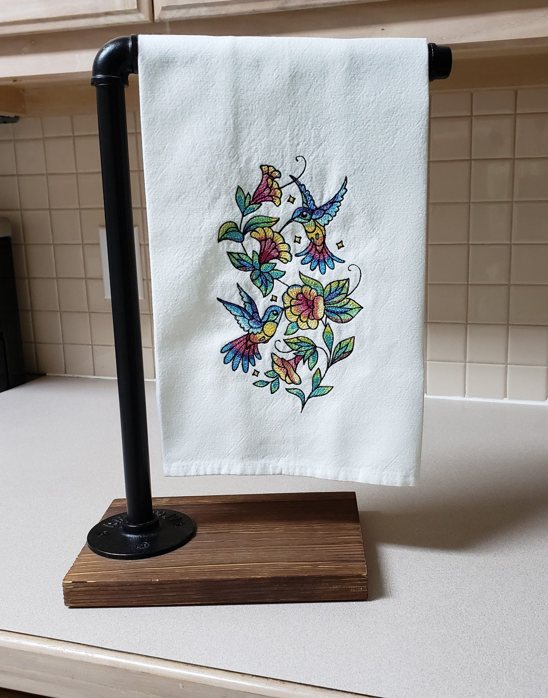 Embroidered Hummingbirds, Hummingbirds and Flowers, Hostess Gift ...