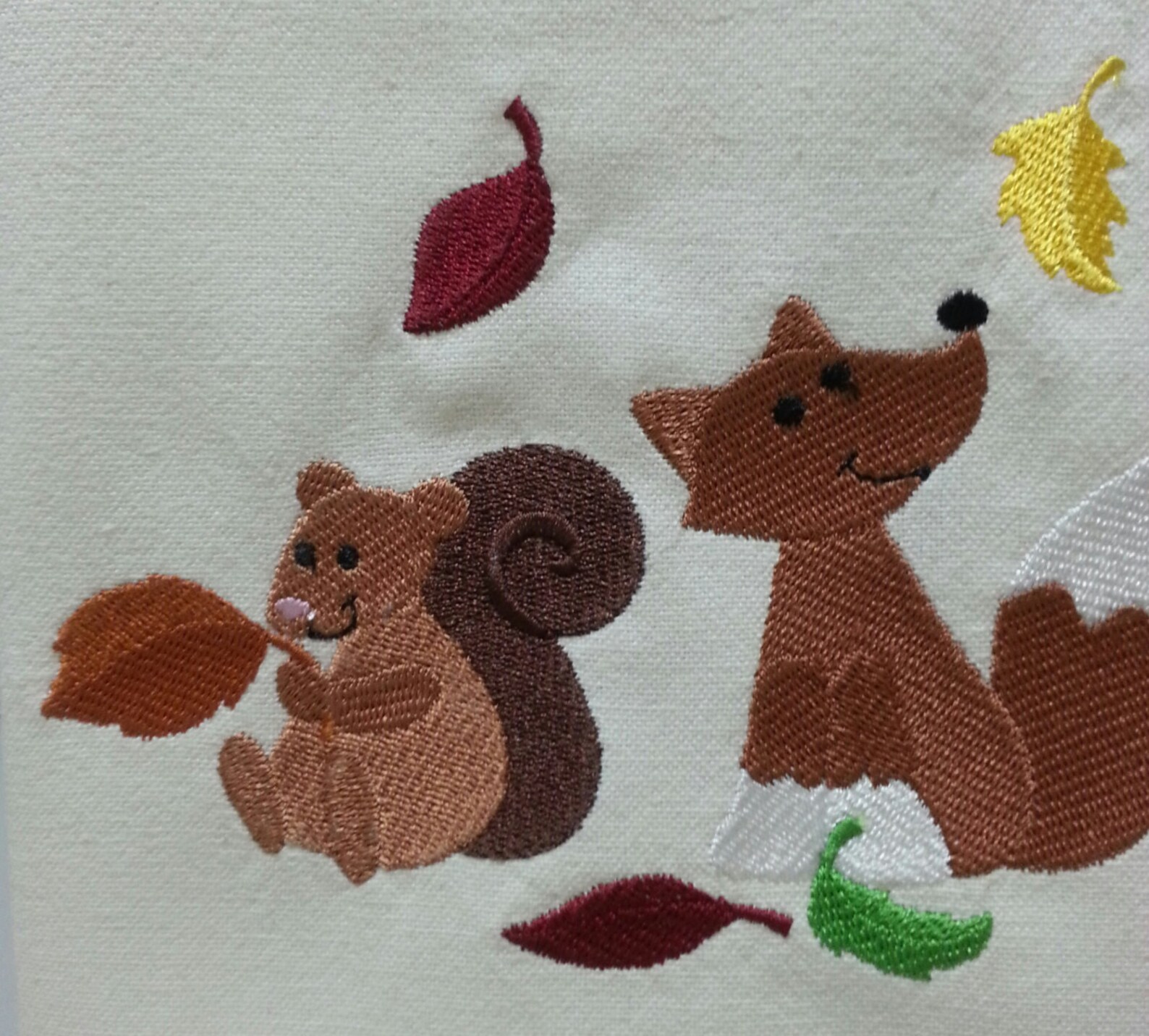 Embroidered Squirrel, Fox and Owl/embroidered Fall Animals and Leaves ...
