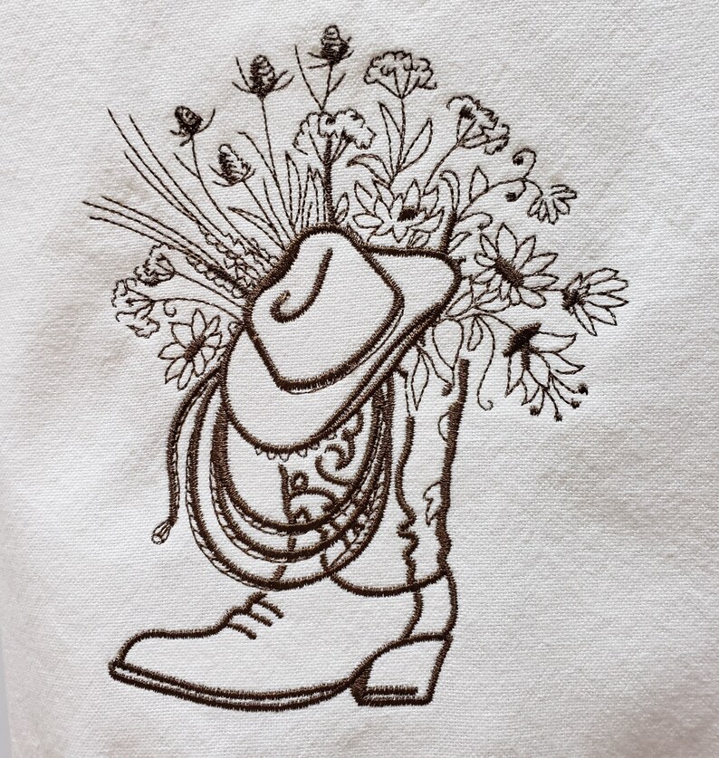 Embroidered Western Boot/boot and Flowers/embroidered Cowboy - Etsy