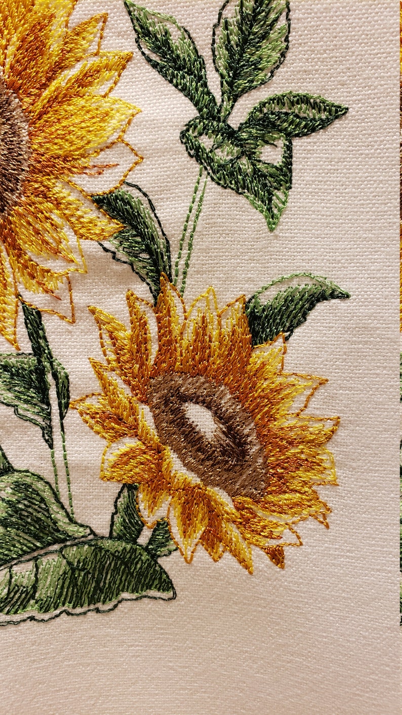 Embroidered Sunflowers/embroidered Sunflower Duo/sunflower - Etsy