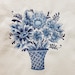 Delft Blue Embroidered Flower Basket, Delft Blue Embroidery, Delft Blue ...
