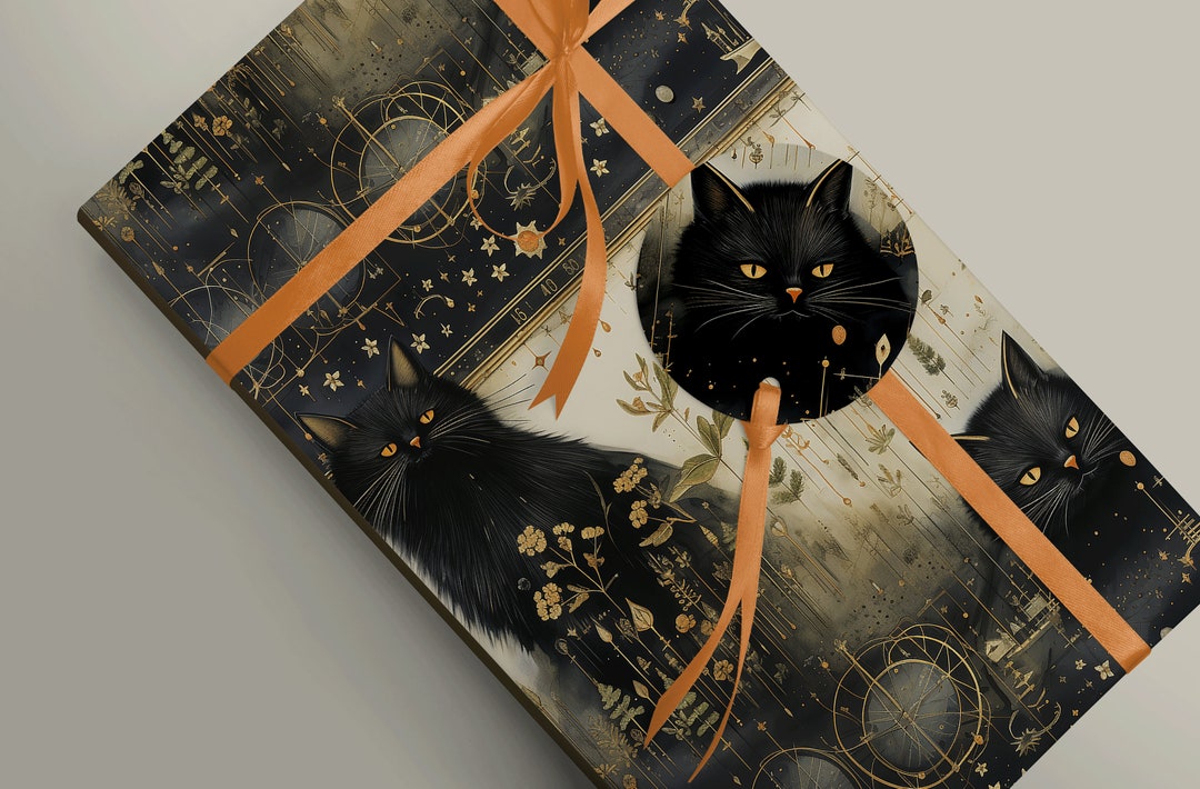 Magical & Mysterious: Unique Mystic Black Cat Wrapping Paper Luxury ...