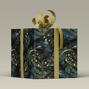 Gothic Ravens Hidden in Foliage Wrapping Paper, Mythology Witchcraft ...