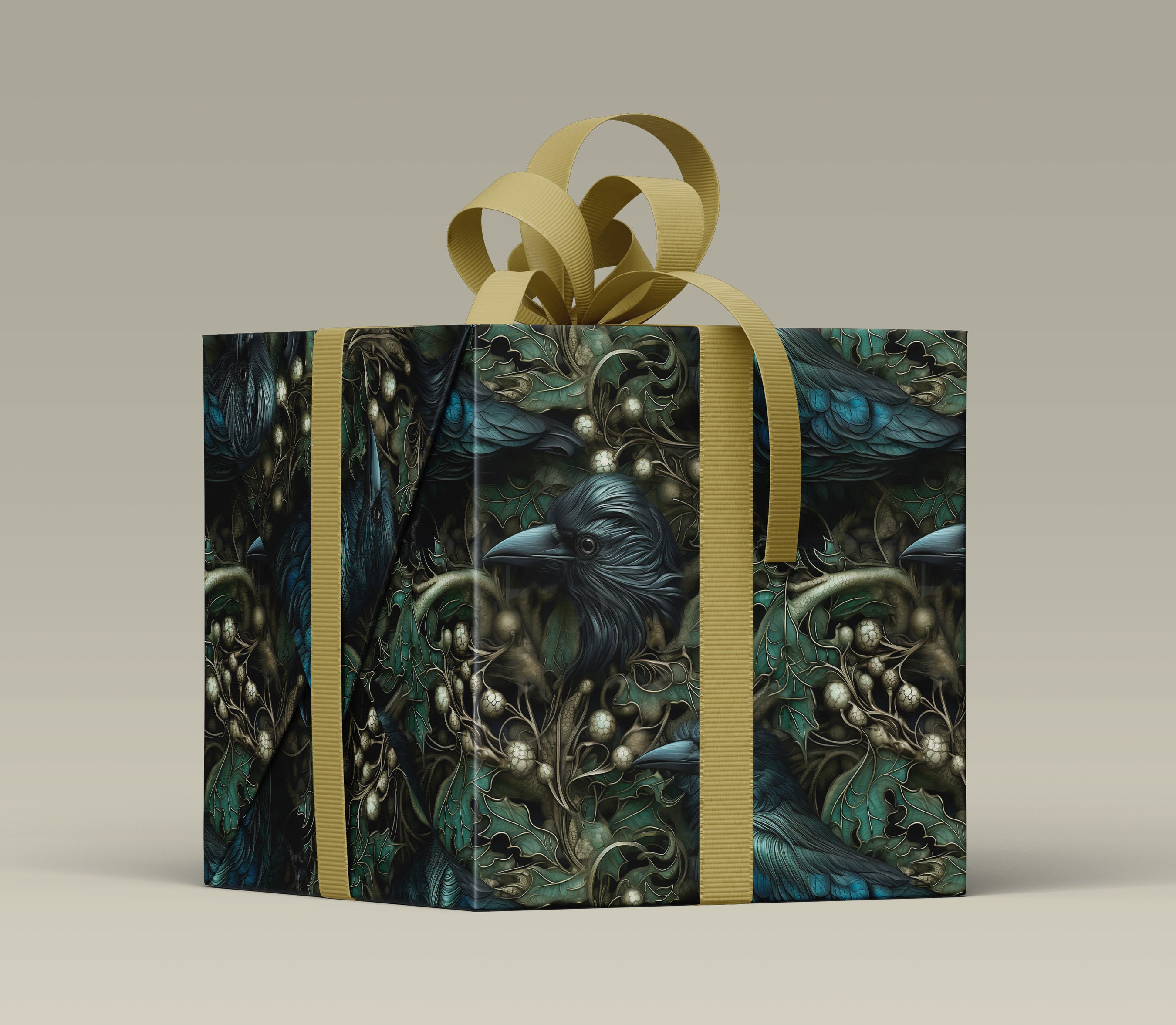 Gothic Ravens Hidden in Foliage Wrapping Paper, Mythology Witchcraft ...