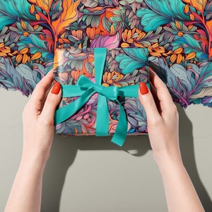 Boho Psychedelic Wrapping Paper Pastel 1960's Art Deco for Mum Garden ...