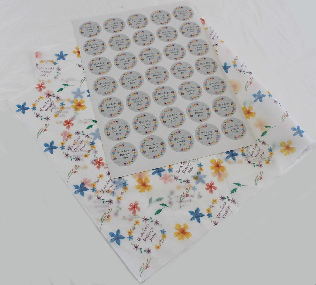 Custom Printed Tissue Paper and Matching Stickers 30 Sheets Acid Free ...