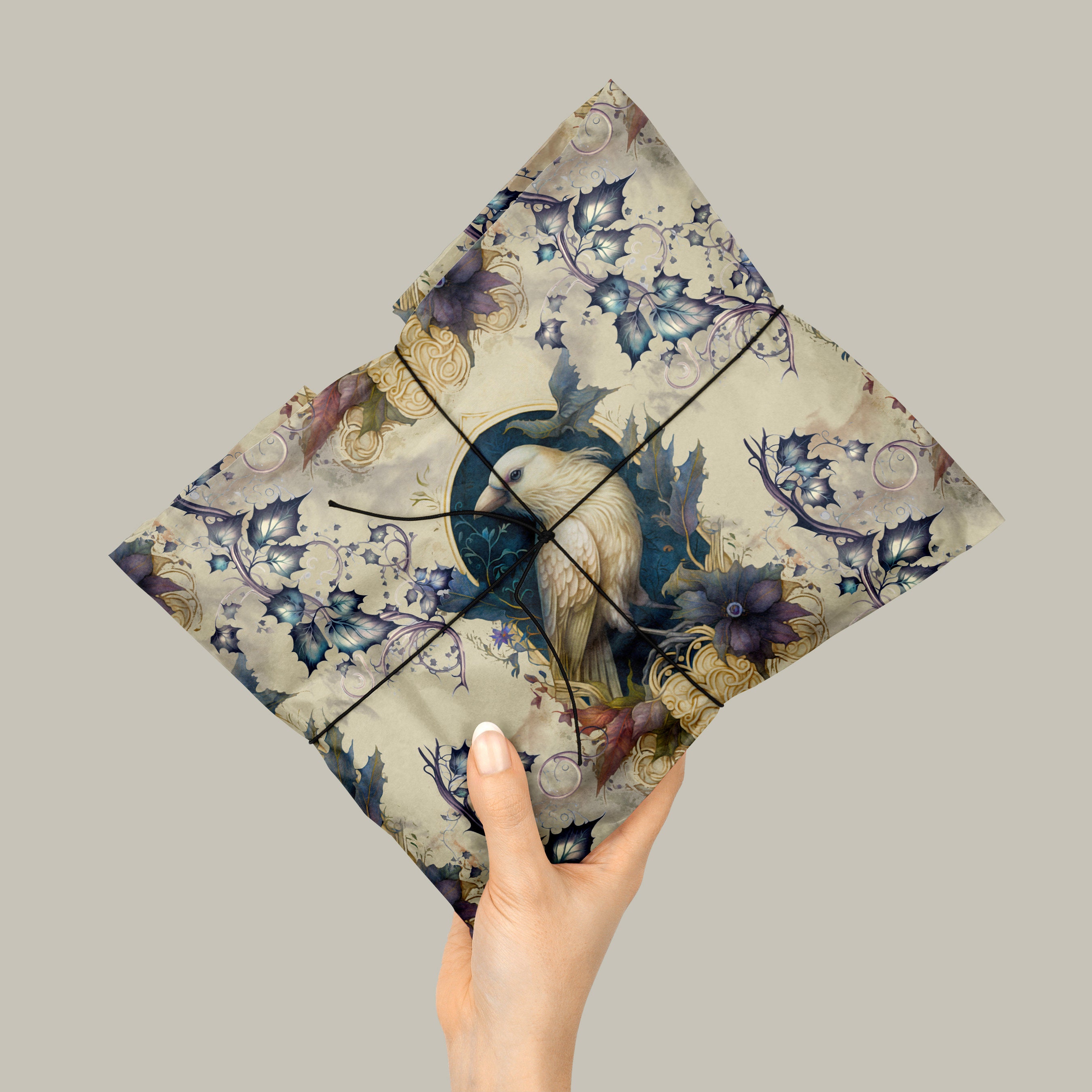 White Raven Wrapping Paper in a Gothic Victorian Style, Mythology ...