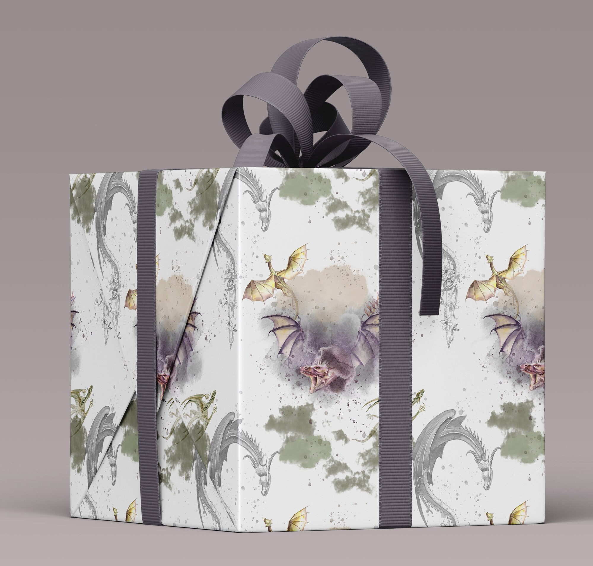 Gothic Dragons Wrapping Paper Mythology Gold Dragon Head - Etsy UK