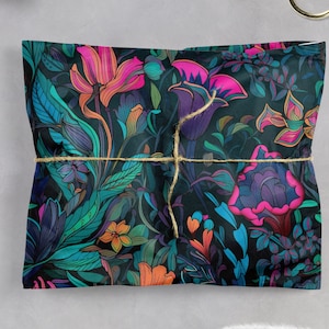 Boho Psychedelic Wrapping Paper Bold, Colourful Art Deco for Mum Garden ...