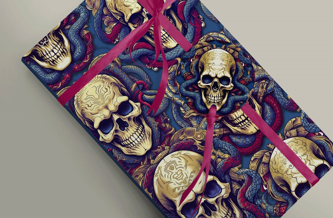 Skulls and Snakes Luxury Wrapping Paper for Unique Gothic Decor Art ...
