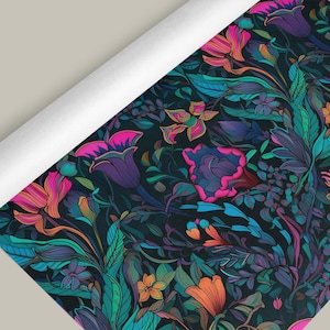 Boho Psychedelic Wrapping Paper Bold, Colourful Art Deco for Mum Garden ...