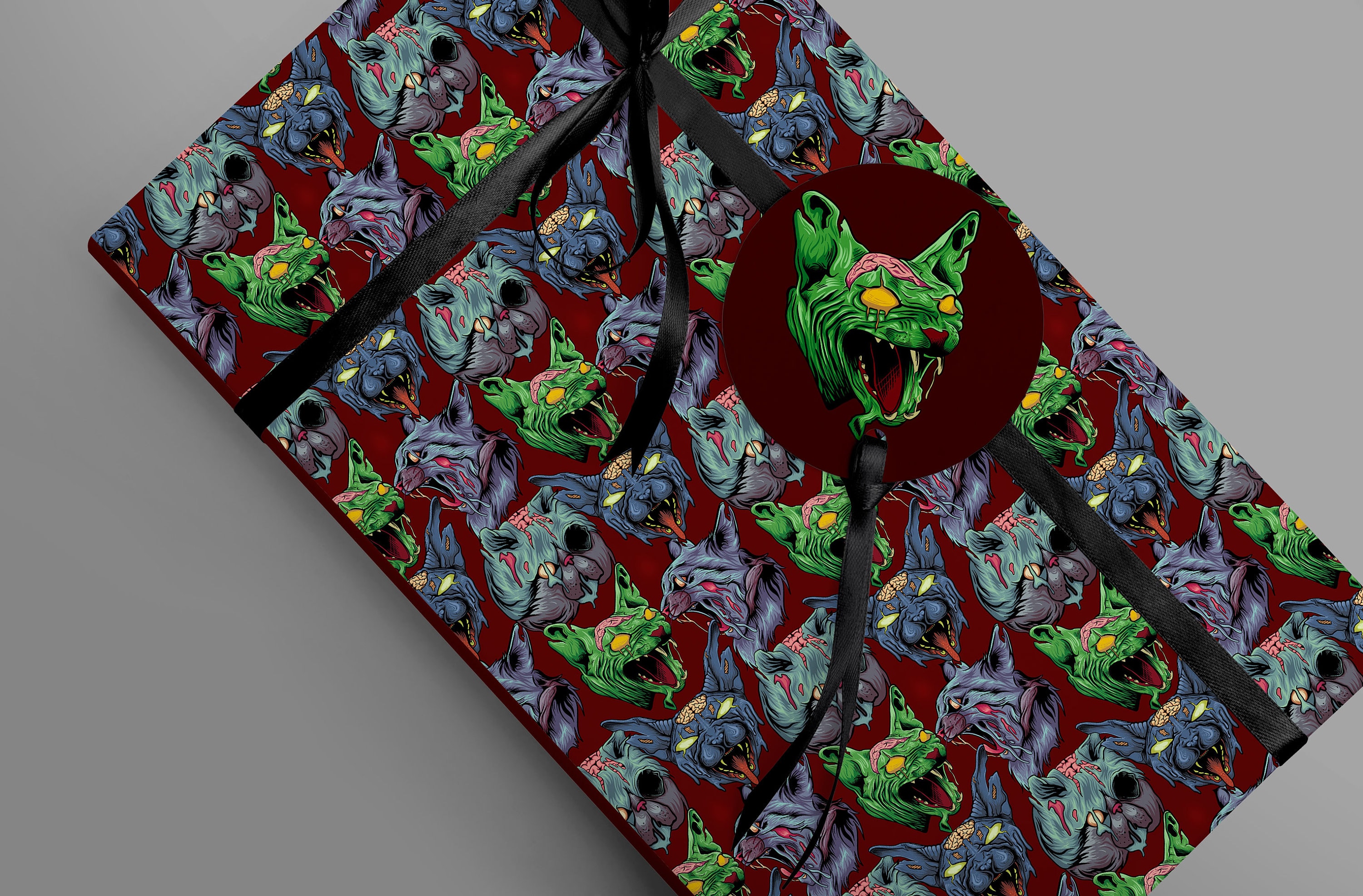 Gift Wrapping Paper With Zombie Cats Gothic Scary Horror Cat - Etsy UK