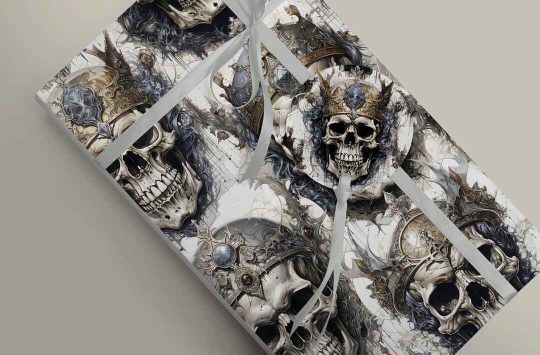 Skulls With Crowns Royal Regal Luxury Wrapping Paper, Mythology ...