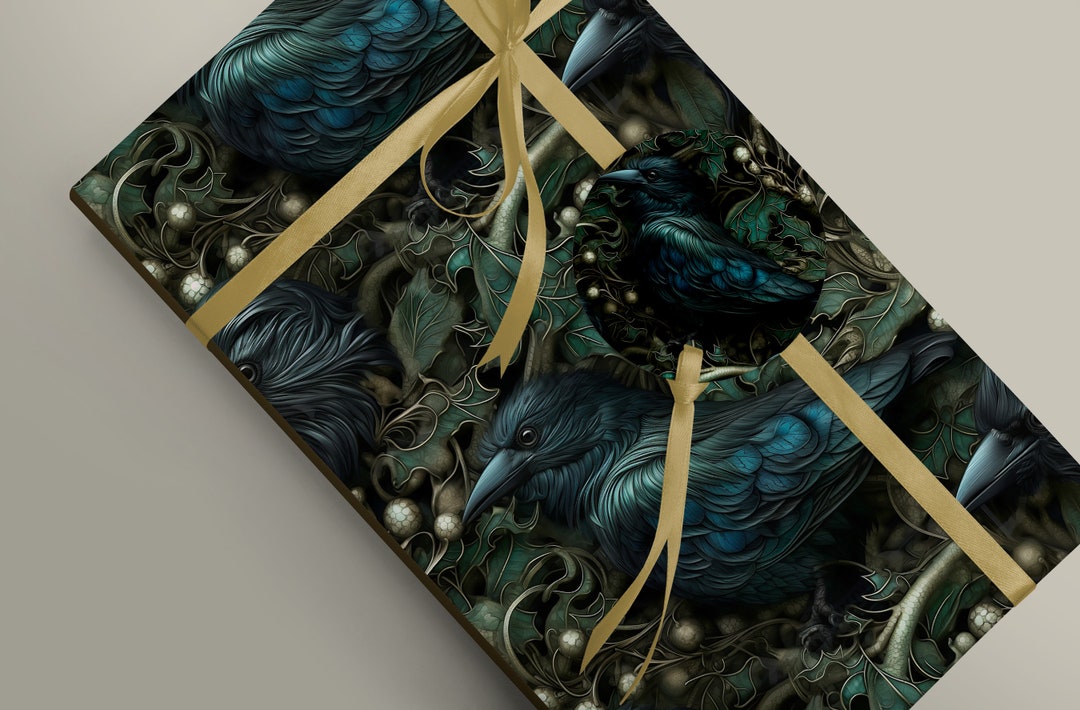 Gothic Ravens Hidden in Foliage Wrapping Paper, Mythology Witchcraft ...