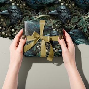 Gothic Ravens Hidden in Foliage Wrapping Paper, Mythology Witchcraft ...