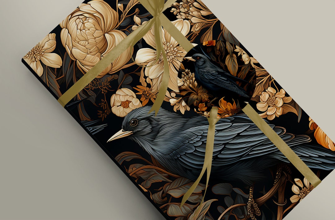 Raven or Jackdaw With Golden Foliage Wrapping Paper Mythology ...