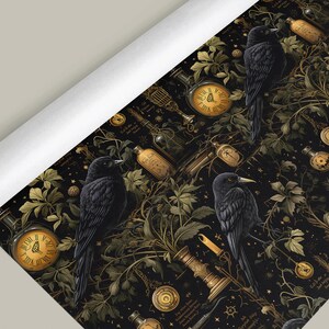 Spellbinding Crows and Witchy Ephemera Wrapping Paper for Enchanting ...