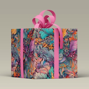 Boho Psychedelic Wrapping Paper Pastel 1960's Art Deco for Mum Garden ...