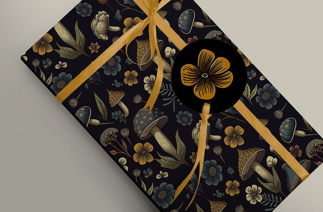 Mushroom or Toadstools With Flowers Luxury Wrapping Paper, Mythology ...
