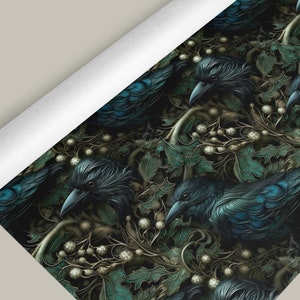 Gothic Ravens Hidden in Foliage Wrapping Paper, Mythology Witchcraft ...