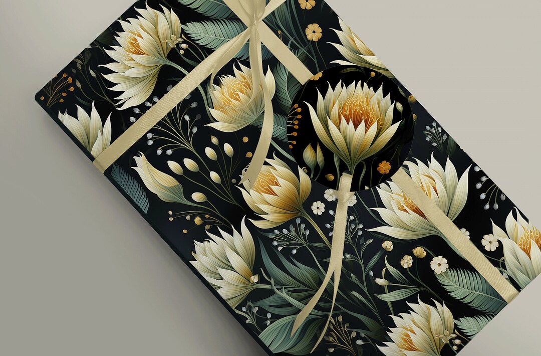 Magical Moonlit Blooms: Luxury Wrapping Paper With Dreamy Moon Flowers ...