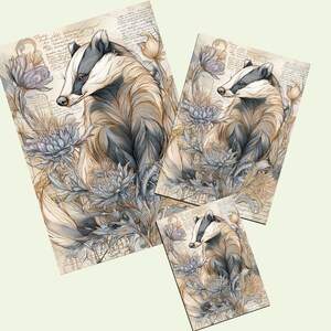 Badger in the Woodland Unique Decoupage Paper Ink and Wash Style ...