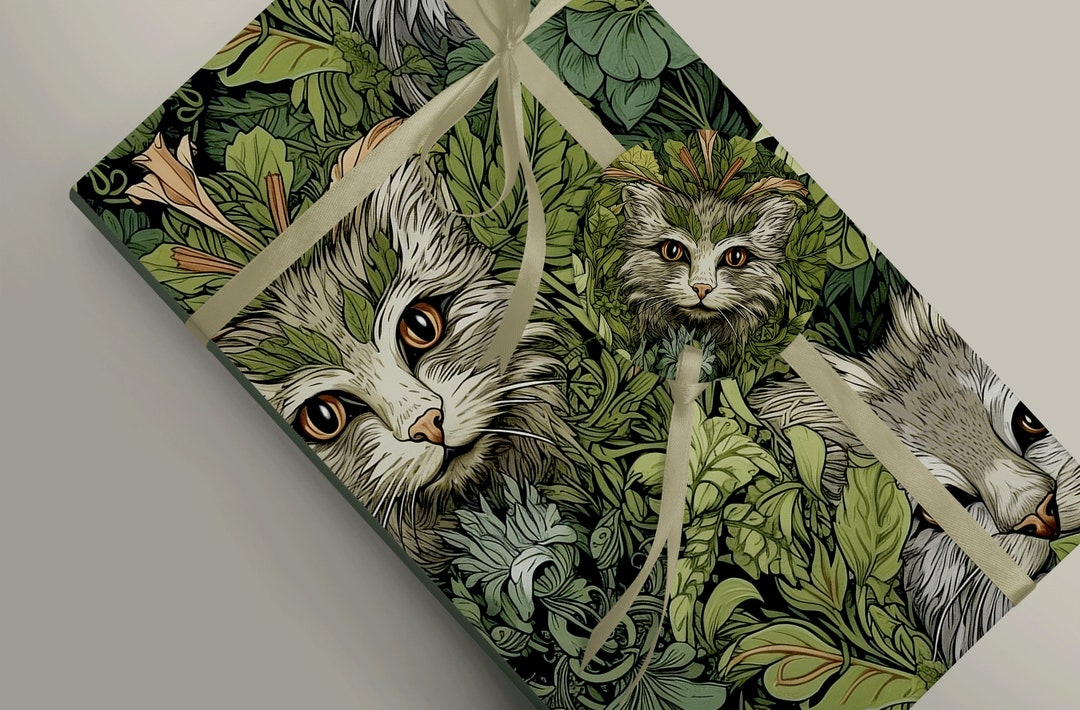 Scottish Wildcat Hidden in Foliage Luxury Wrapping Paper, Cat Mythology ...