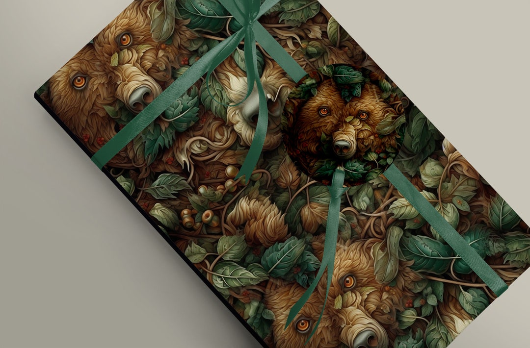 Brown Bear Hidden in Foliage Wrapping Paper, Mythology Witchcraft ...
