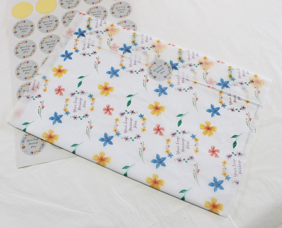 Custom Printed Tissue Paper and Matching Stickers 30 Sheets Acid Free ...
