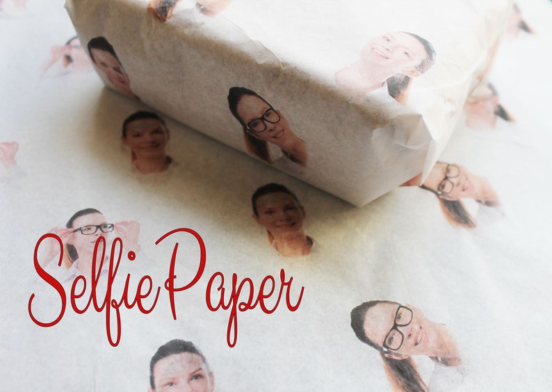Selfie Custom Printed Tissue Wrapping Paper, 7 Selfies, Name, or ...