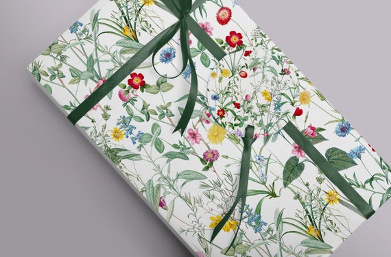 Luxury Gift Wrap Vintage Wild Flower Wrapping Paper and - Etsy