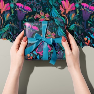 Boho Psychedelic Wrapping Paper Bold, Colourful Art Deco for Mum Garden ...