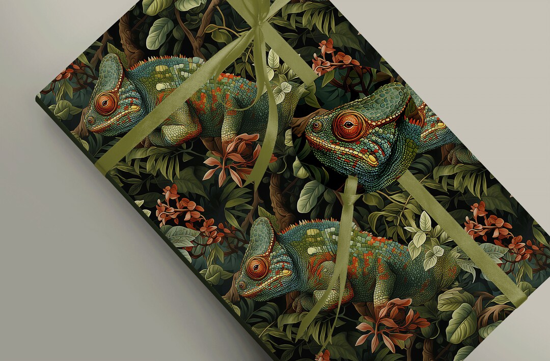 Unique Stylised Chameleon Print – Jungle-inspired Wrapping Paper for ...