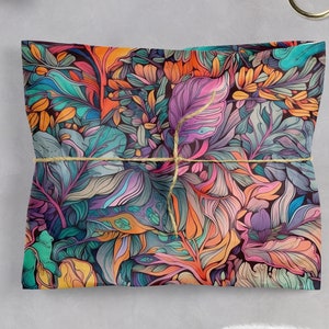 Boho Psychedelic Wrapping Paper Pastel 1960's Art Deco for Mum Garden ...