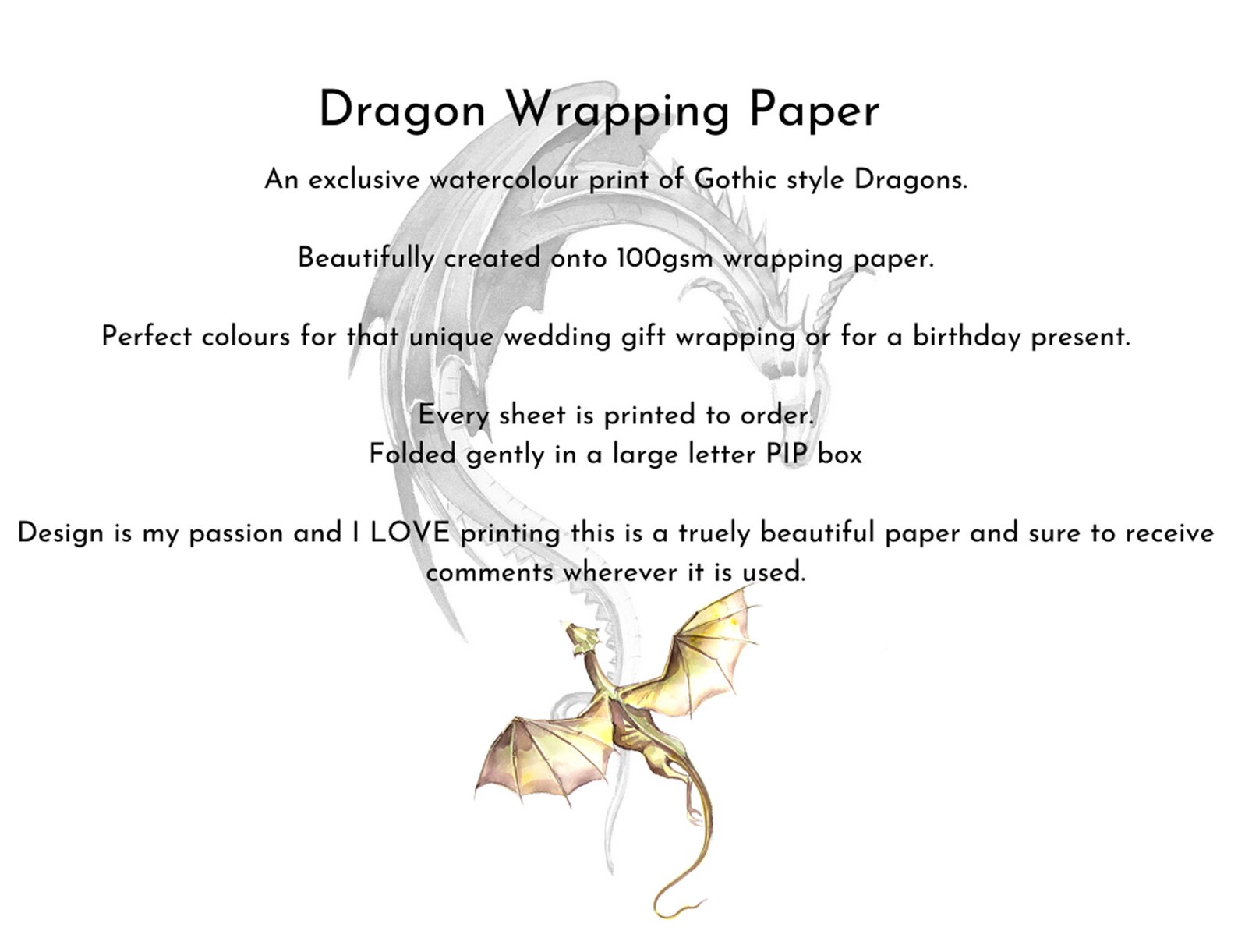 Gothic Dragons Wrapping Paper Mythology Gold Dragon Head - Etsy UK