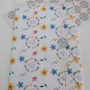 Custom Printed Tissue Paper and Matching Stickers 30 Sheets Acid Free ...