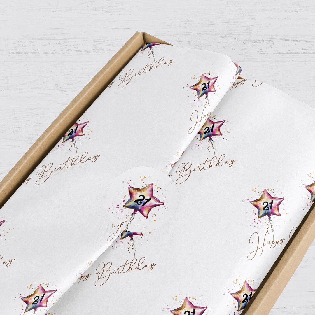 Colorful 21st Birthday Tissue Paper Set With Star Balloons - Acid Free ...