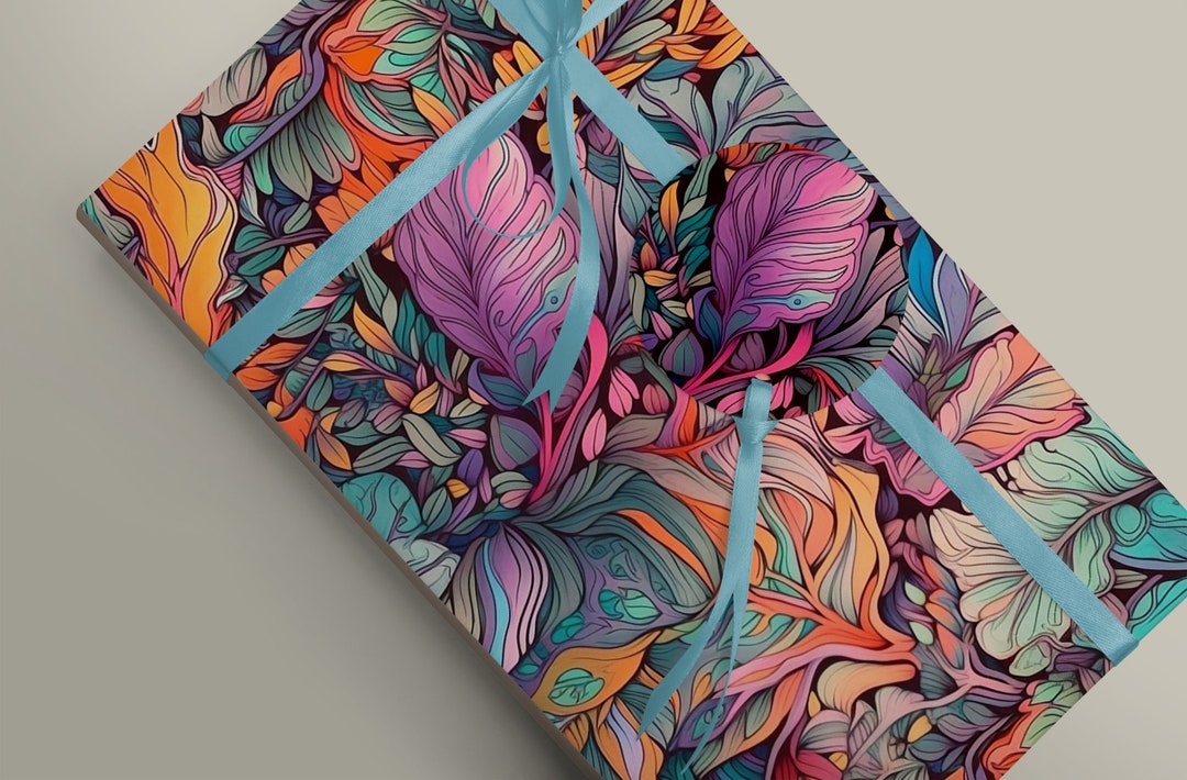 Boho Psychedelic Wrapping Paper Pastel 1960's Art Deco for Mum Garden ...