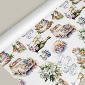 Personalized Wedding Luxury Wrapping Paper With Gift Tag , Optional ...