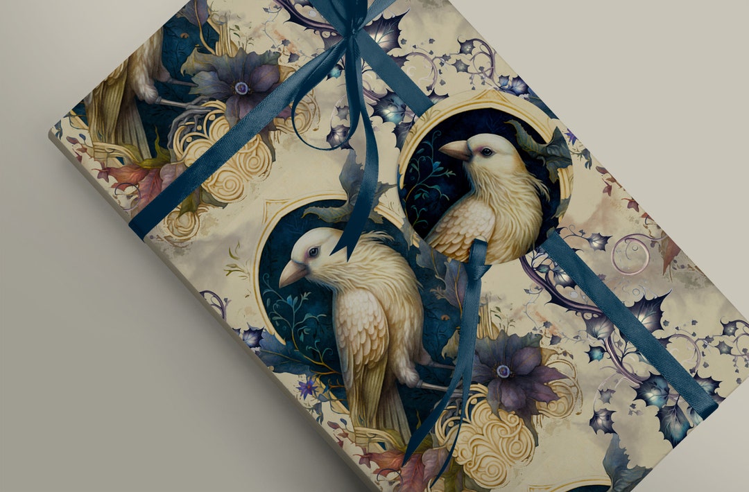 White Raven Wrapping Paper in a Gothic Victorian Style, Mythology ...