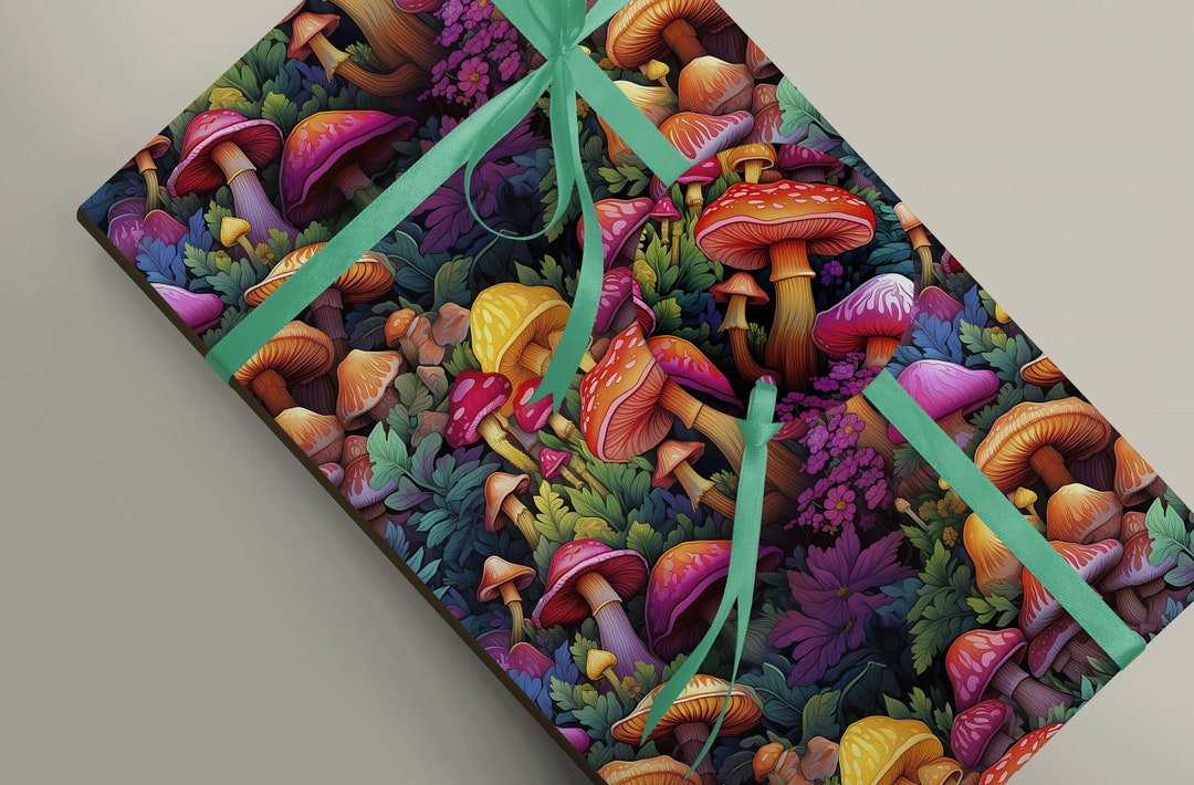Psychedelic Mushroom or Toadstools Luxury Wrapping Paper, Mythology ...