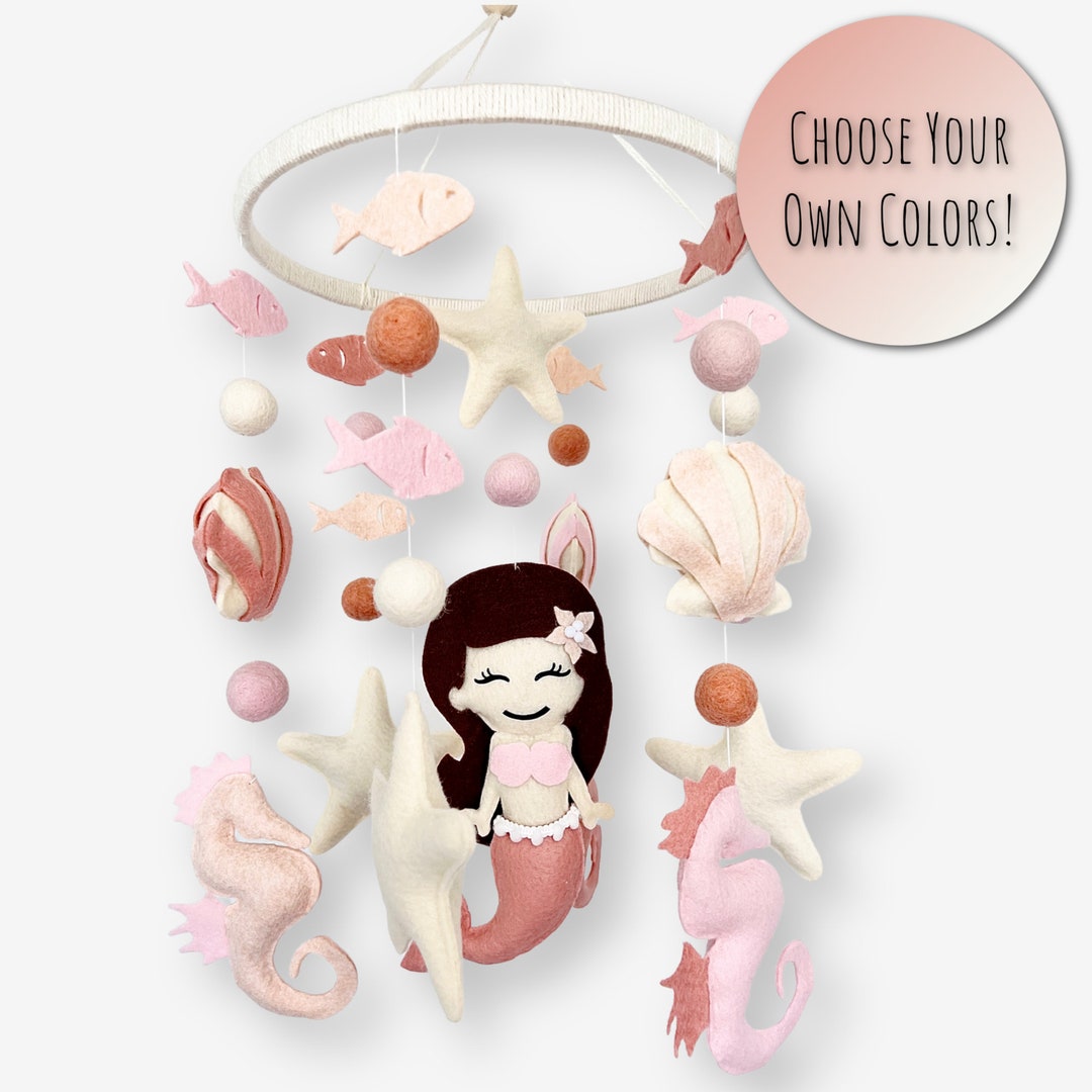 Pink Mermaid Baby Mobile, Ocean Baby Mobile, Beach Mobile, Baby Mobile ...
