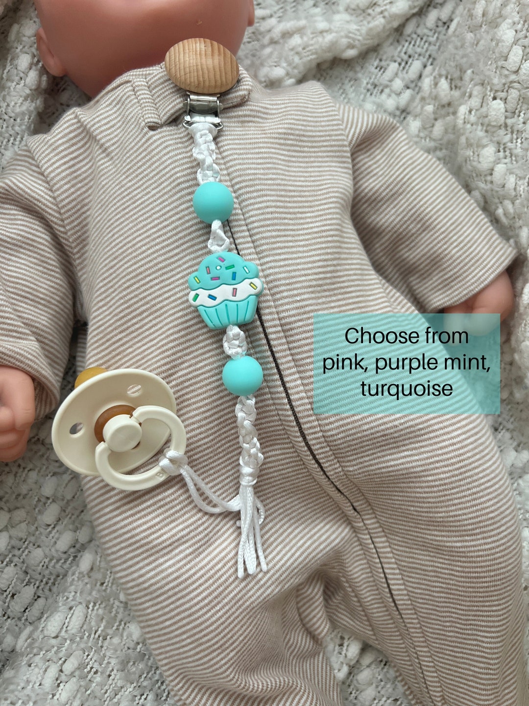 Silicone Pacifier Clip, Macrame Bead Pacifier Clip, Baby Shower Gift ...