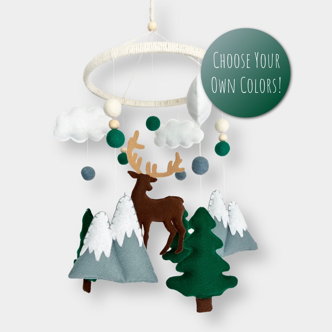 Forest Baby Mobile With Trees and Mountain, Boy Woodland Baby Mobile ...