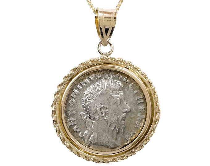 14k Gold Real Marcus Aurelius Coin Necklace | Ancient Roman Stoic Coin ...