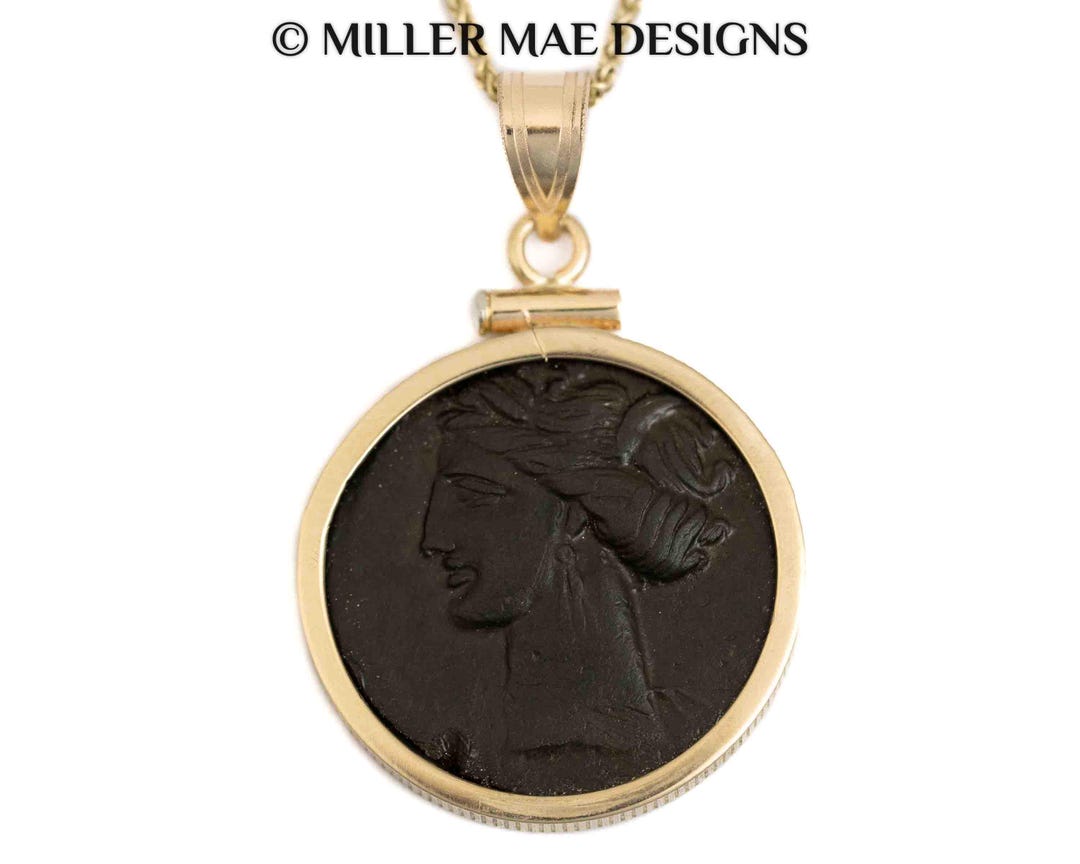 14k Gold Ancient Carthage Tanit Coin Necklace | Real Carthaginian Coin ...