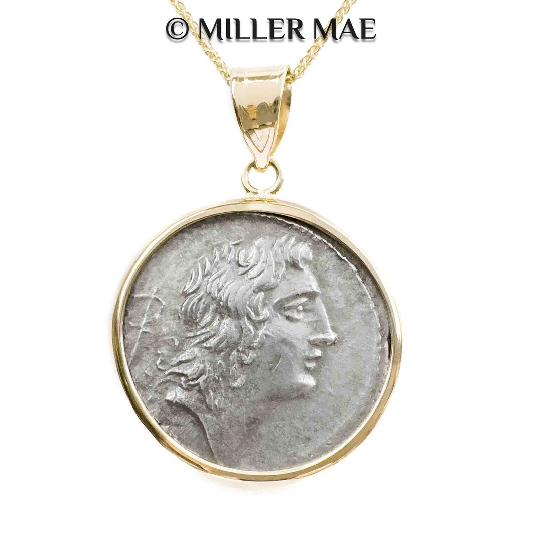 BONUS EVENTUS 69 B.C. Ancient Roman Coin Pendant Necklace 14k Gold Coin ...