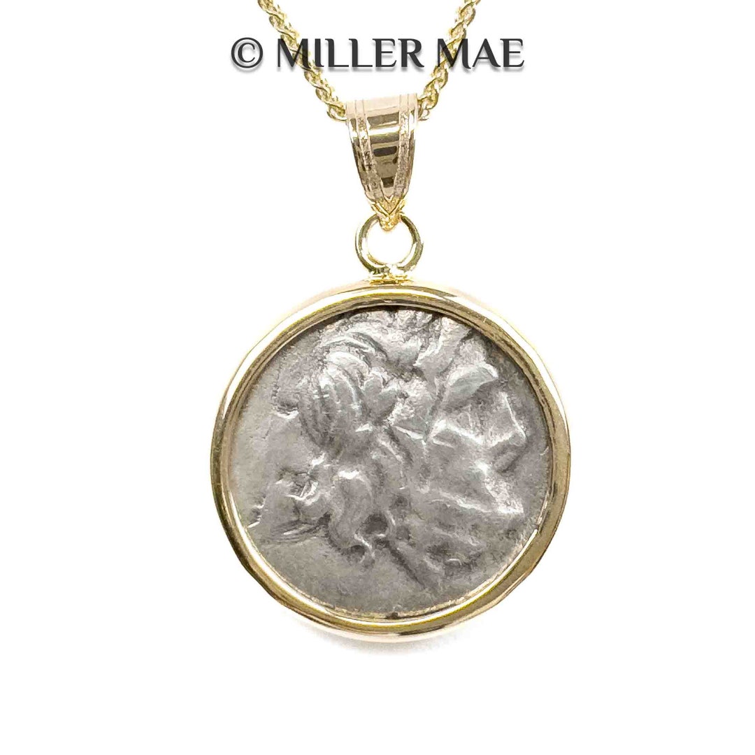 14k Gold Ancient Greek Zeus Coin Necklace 188-180 B.C. - Etsy
