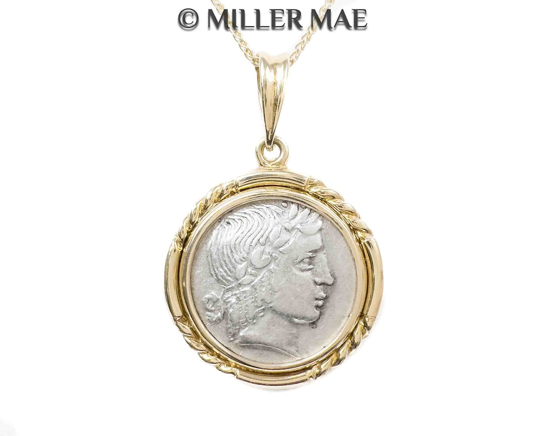 APOLLO 44-18 B.C. Ancient Greek Coin Necklace Ancient Greek Silver Lyre ...