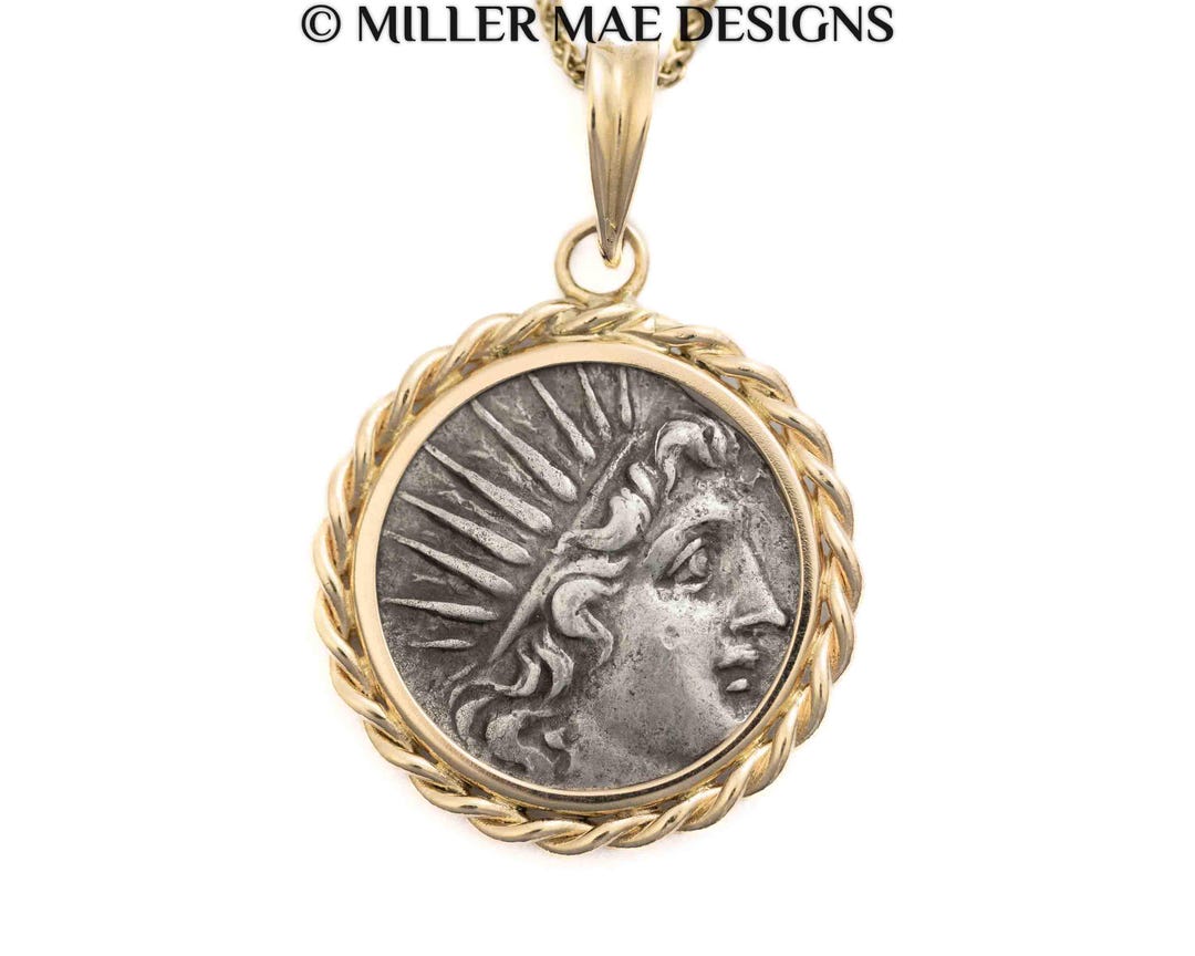 HELIOS (170-150 B.C.) Ancient Greek Coin Necklace | 14k Gold Real Greek ...